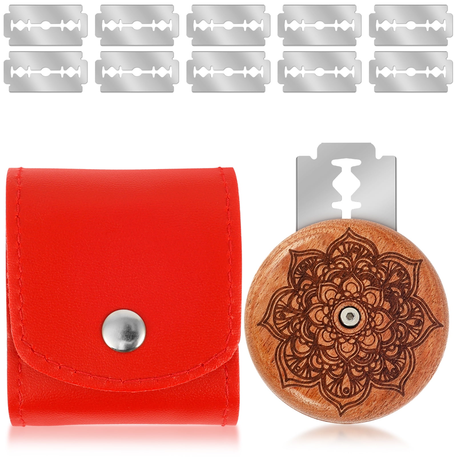 Grusce Wood Bread Lame Slashing Tool with 10 Blade and 1 Red Leather ...