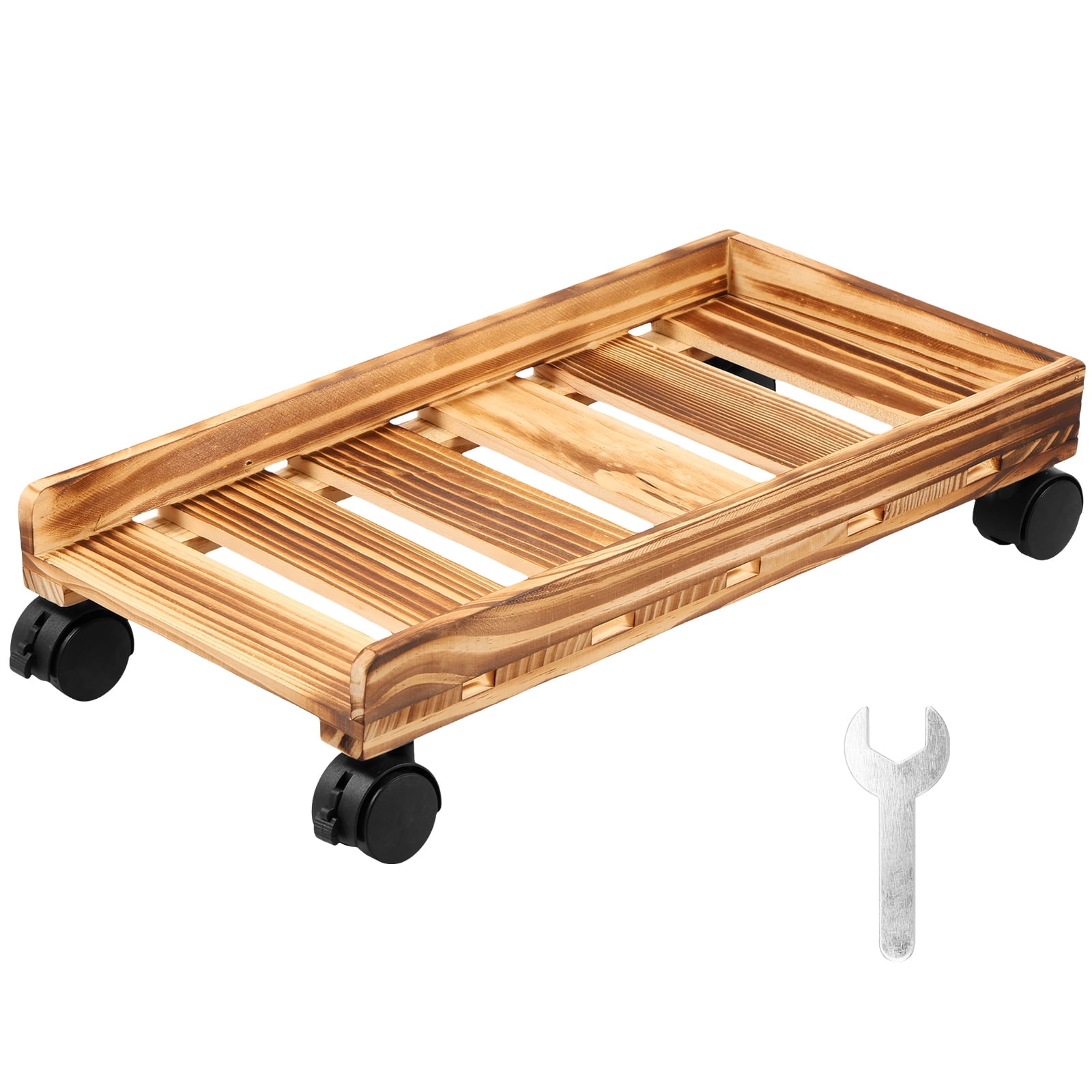 Grusce Wood Computer Stand Cart Open Frame Design PC Case Stand Cart ...