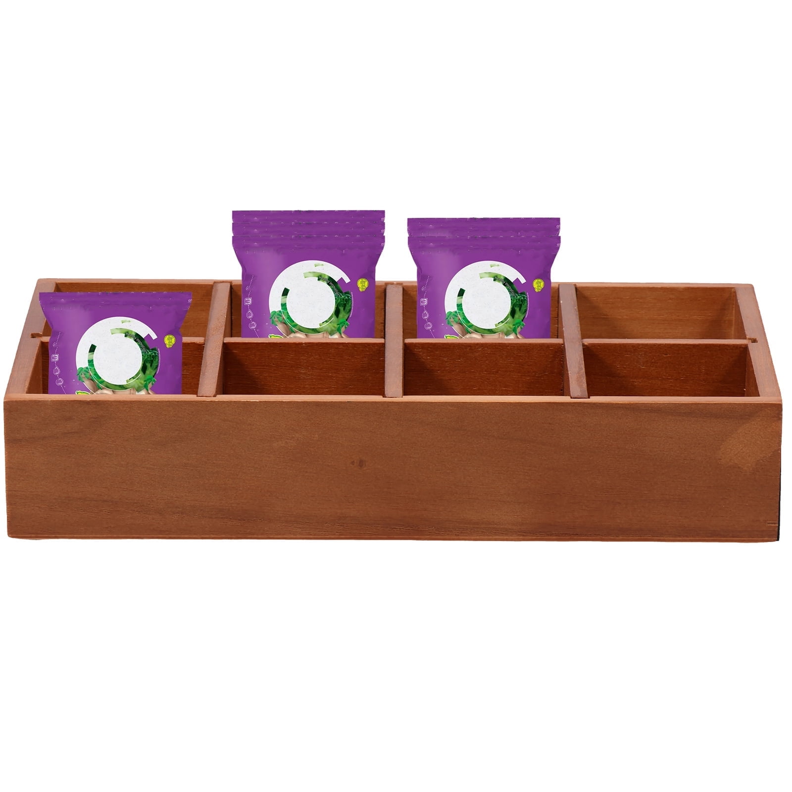 Grusce Wooden Tea Bag Storage Box Tea Packet Drawer Organizer with 8 ...