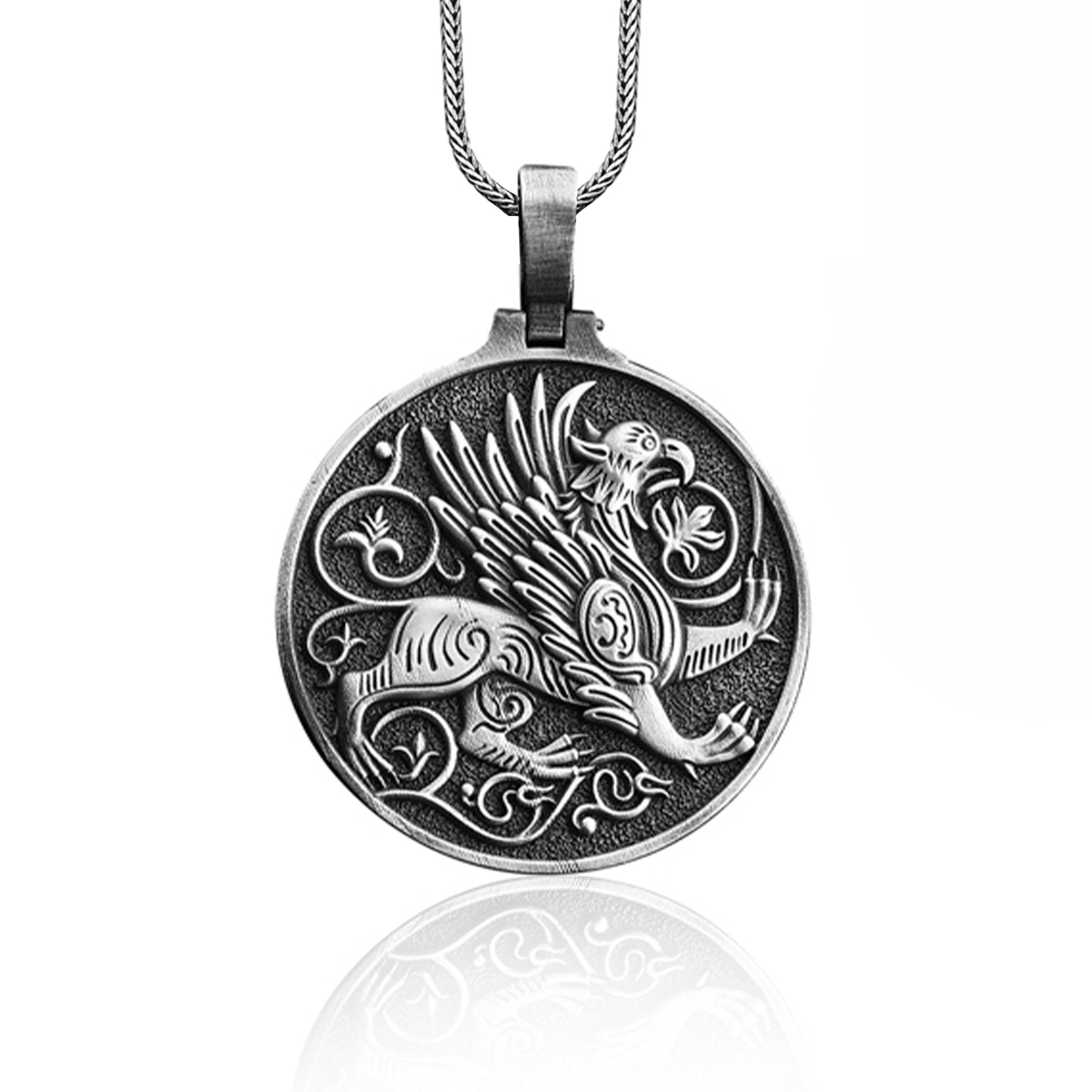 Gryphon Lion Necklace for Men, Greek Mythology Pendant, Gryphon Amulet ...