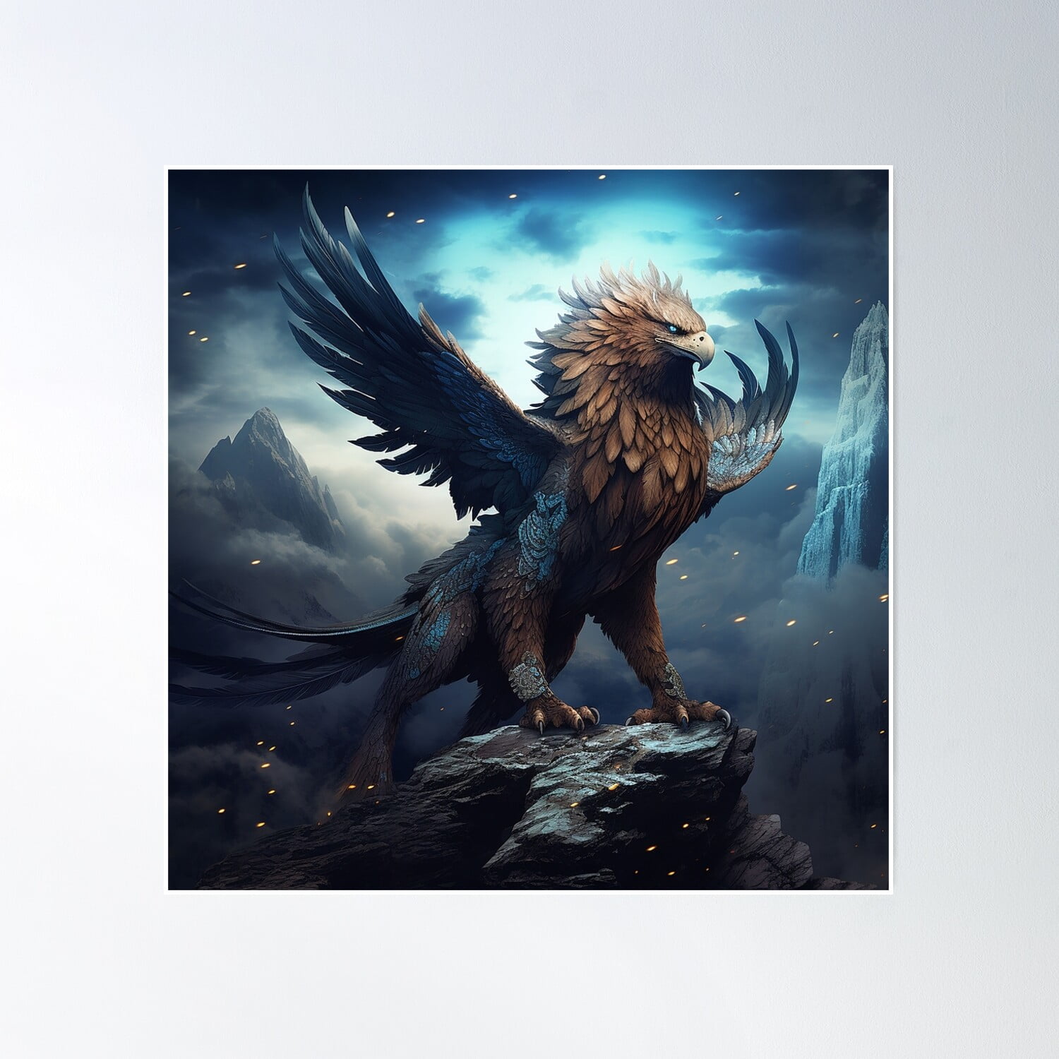 Gryphon Watch: Starlight Over Dark Peaks Poster Wall Art, Modern Wall ...