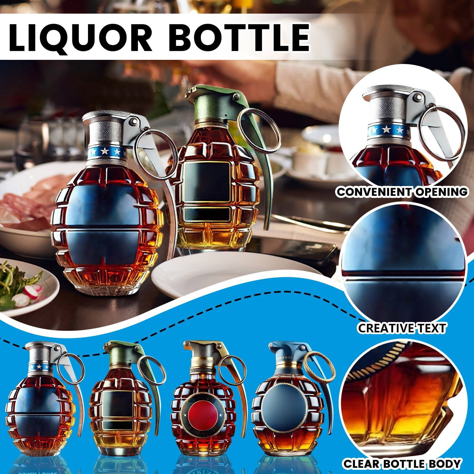 Gs Vane Military Hand Grenade Shape Whiskey Decanter & Glass Set ...