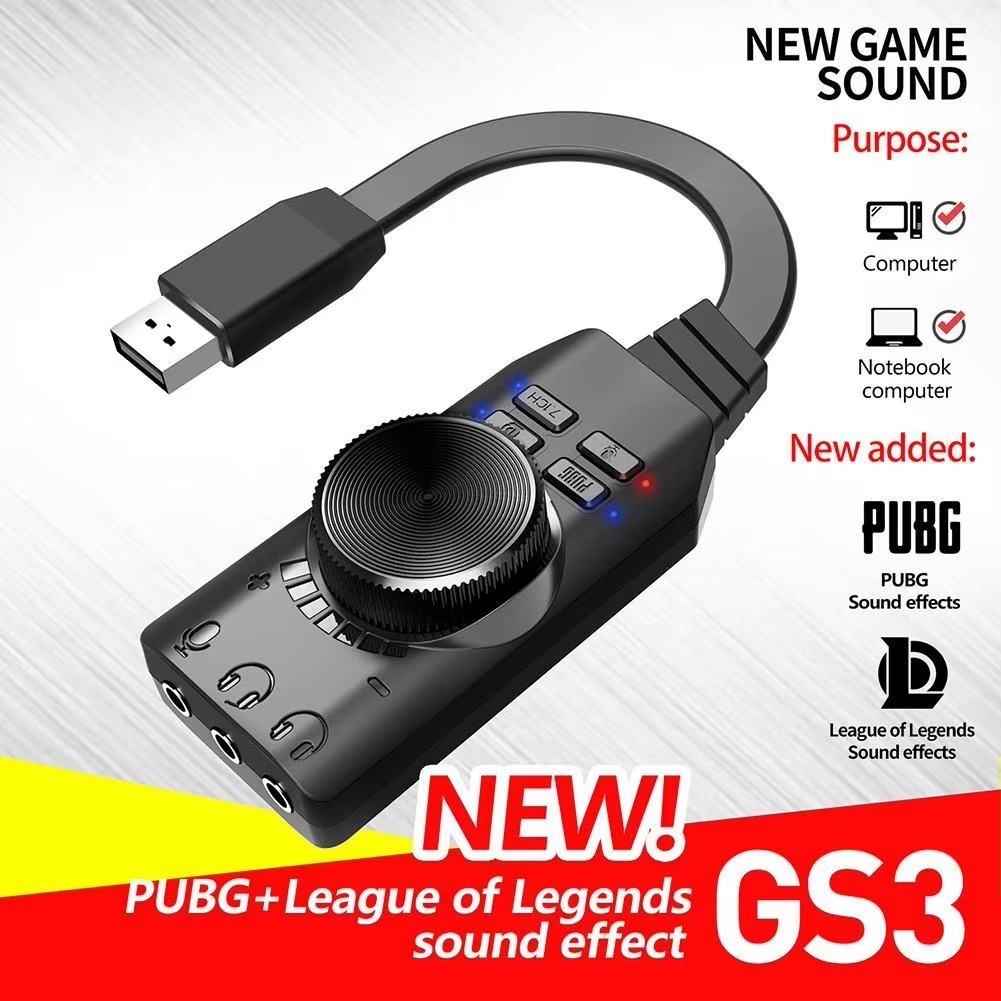 Gs3 Usb External Sound Card Virtual 7.1 Channel Adapter Plug For Pc Laptop Ps5 Fg - Walmart.com