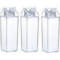 Gseagtia 3 Pack Milk Carton Water Bottle Clear Square Milk Bottles ...