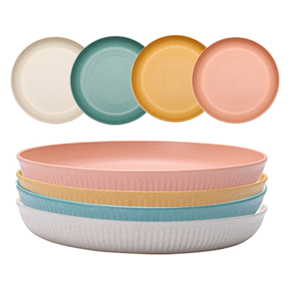 Gseagtia Reusable Plastic Plates Eco-Friendly Lightweight Wheat Straw ...