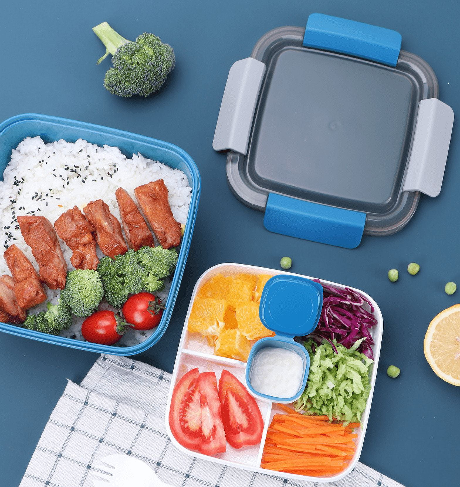 Gseagtia Salad Lunch Container with Large, 3-Compartment Bento-Style ...