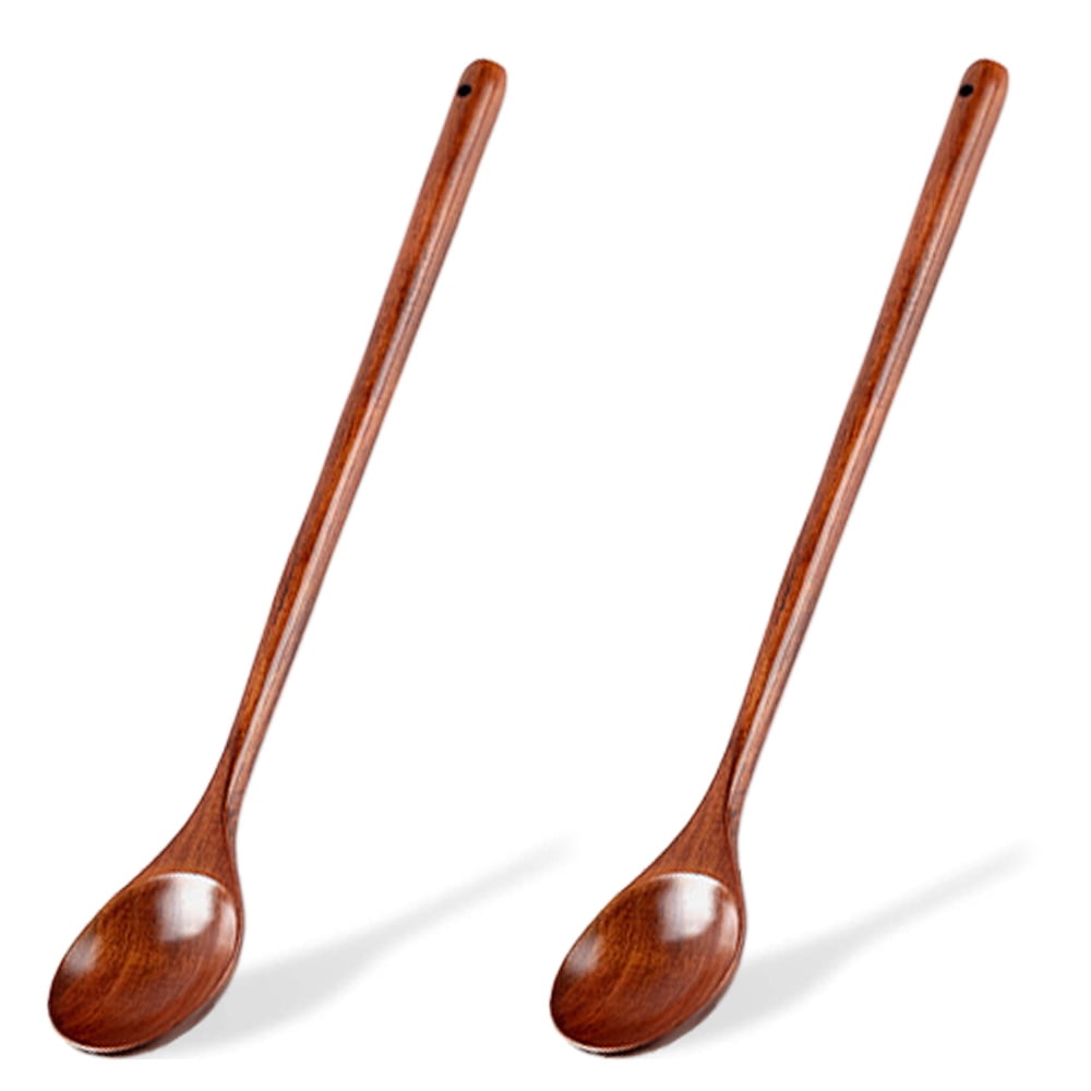 Gseagtia Spoons, Wooden Spoons for Eating, 2 Pieces Natural Plant ...