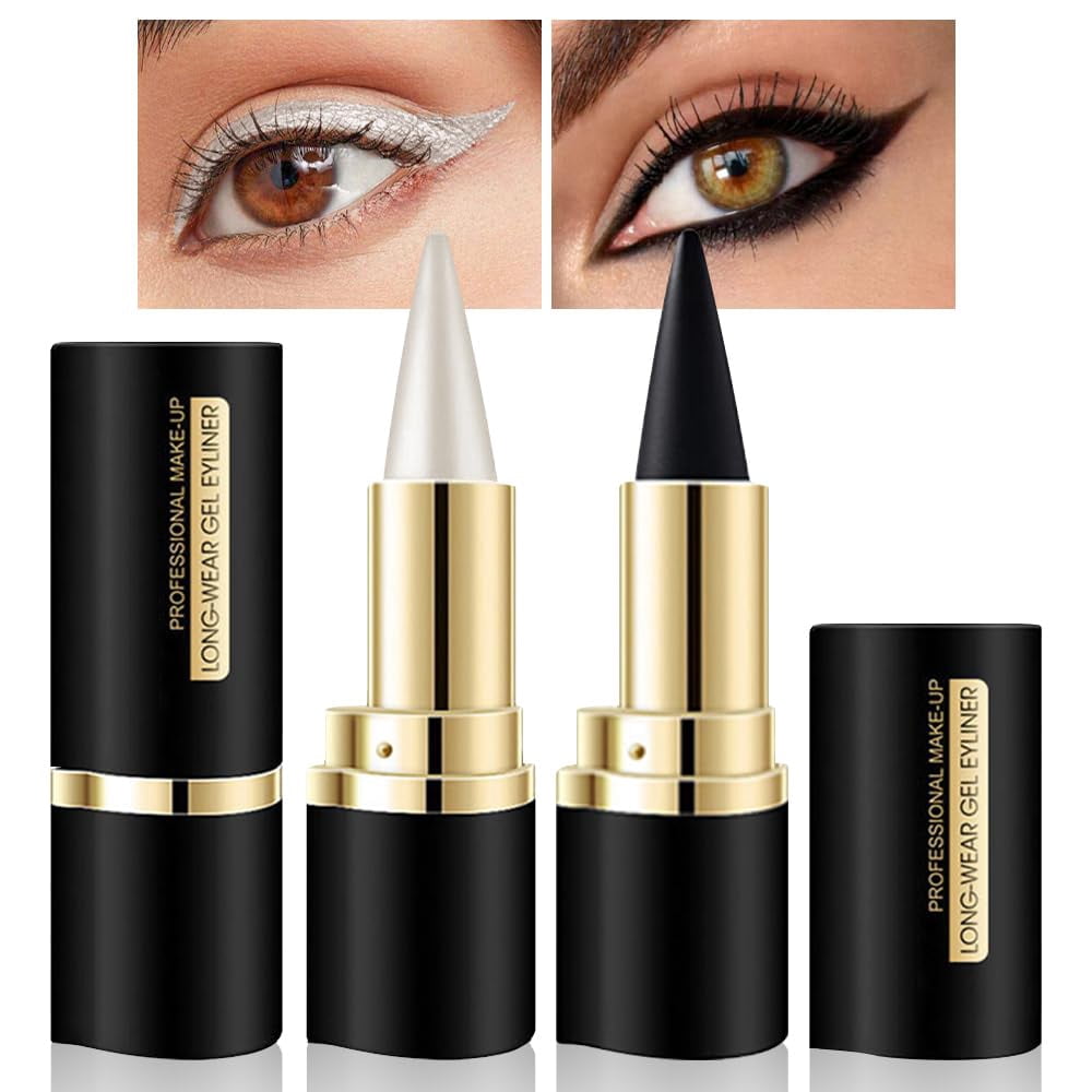 Gshe Iit 2Pcs Black Gel Eyeliner Pencil Set,Natural Cream Eye Liner ...