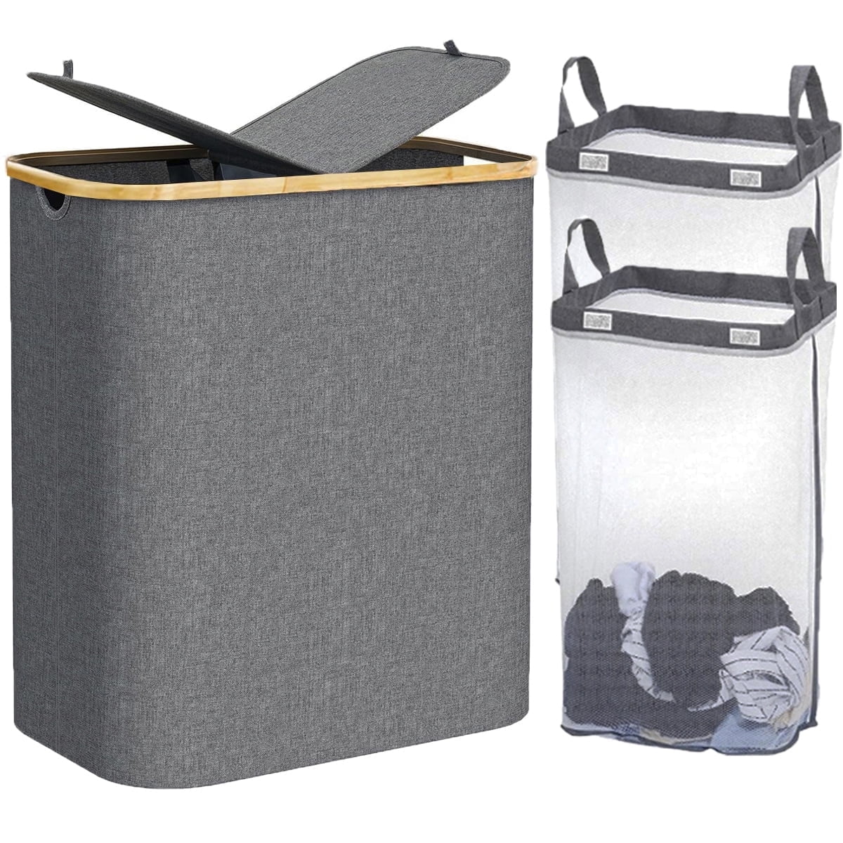 Gsluuk Laundry Basket with Lid (150L), Waterproof Double Clothes ...
