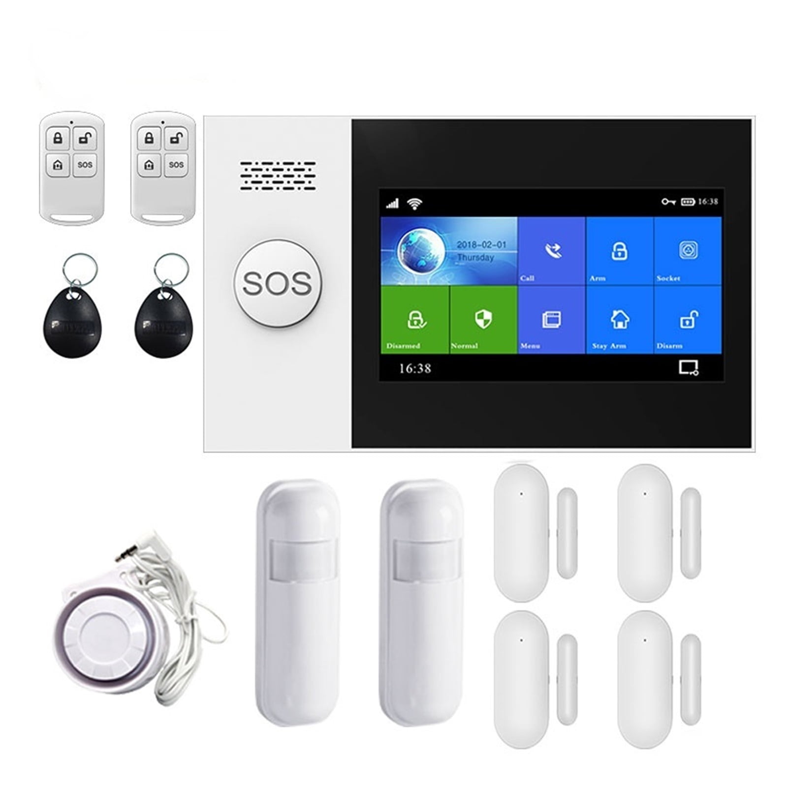 Gsm Smart Alarm Home Security System With Pir Motion Sensor Door Sensor ...