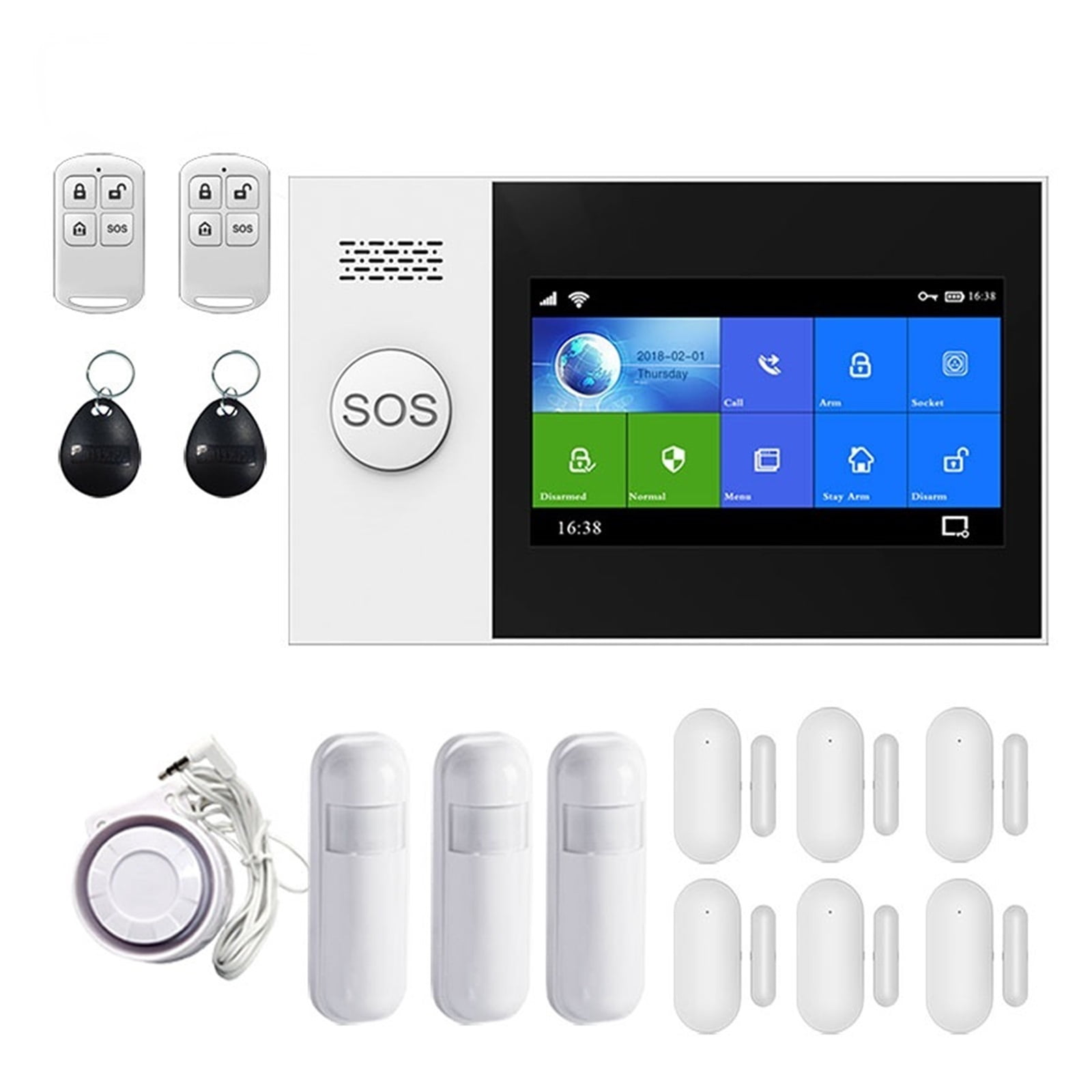 Gsm Smart Alarm Home Security System With Pir Motion Sensor Door Sensor ...