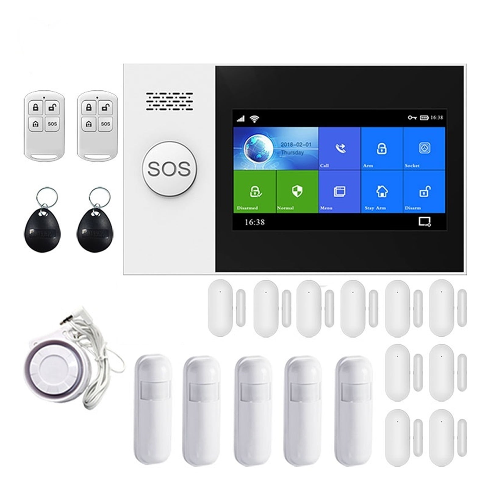 Gsm Smart Alarm Home Security System With Pir Motion Sensor Door Sensor ...