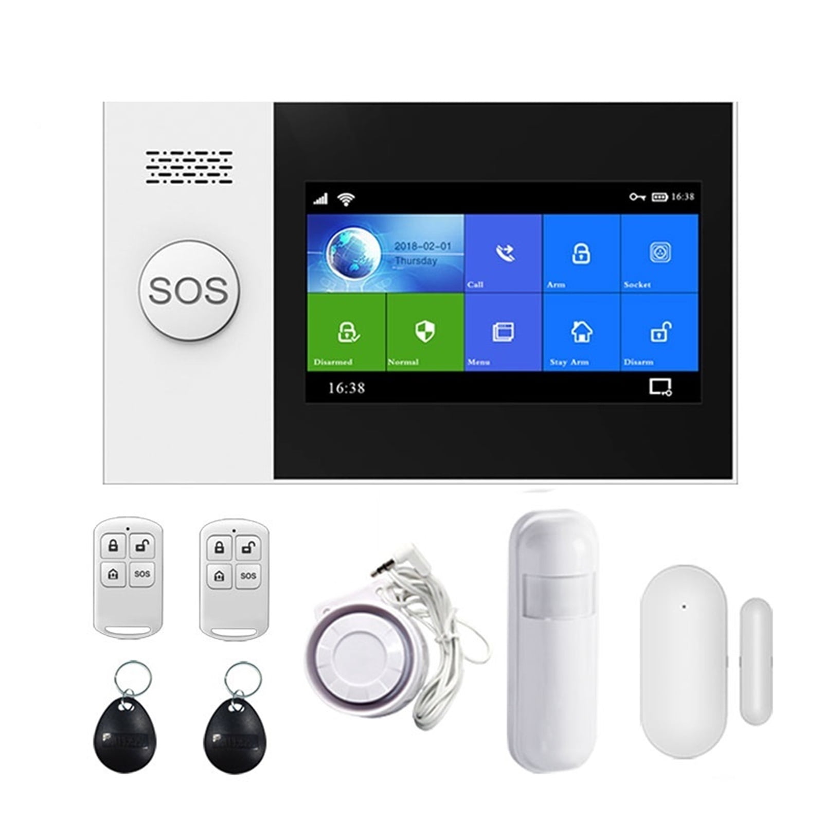 Gsm Smart Alarm Home Security System With Pir Motion Sensor Door Sensor ...