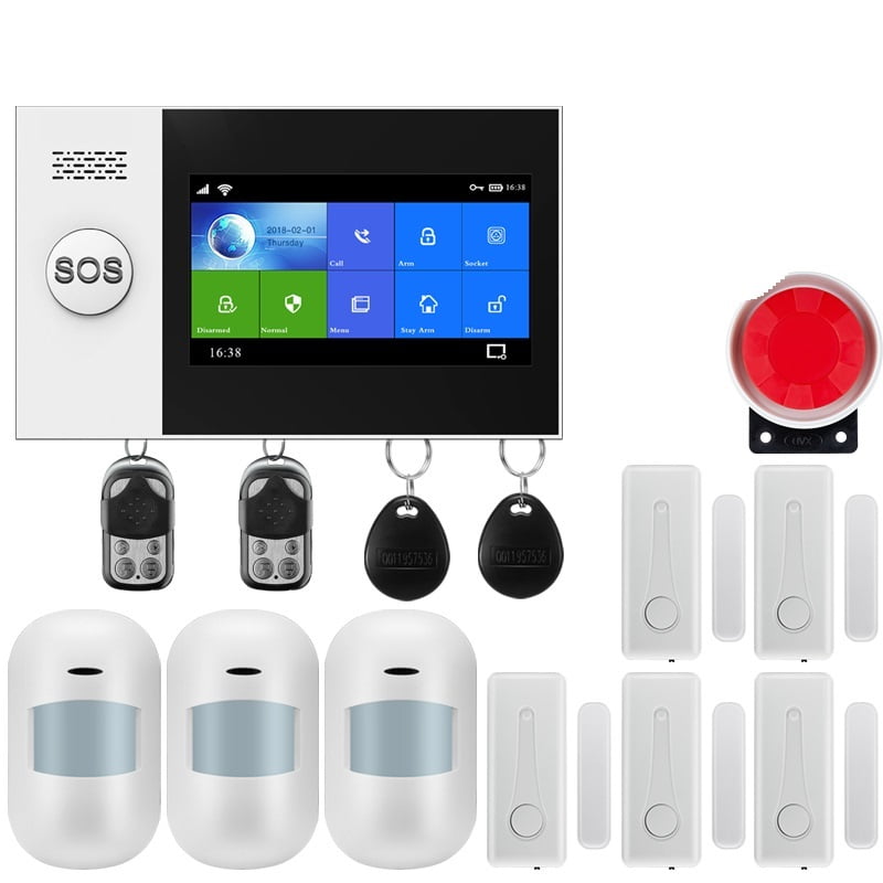 Gsm Smart Alarm Home Security System With Pir Motion Sensor Door Sensor ...