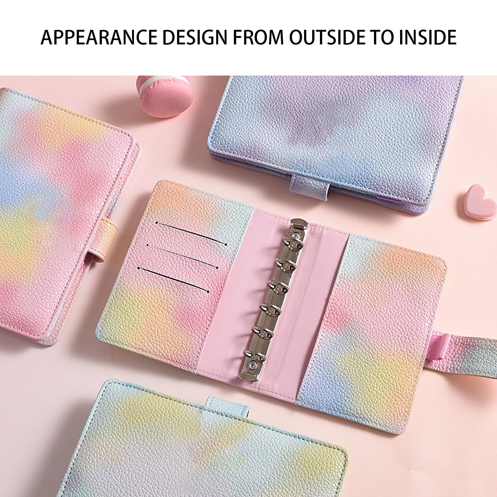 Gspmoly 6-Ring Binder Wallet - Leather Cash Organizer with Card Slots ...