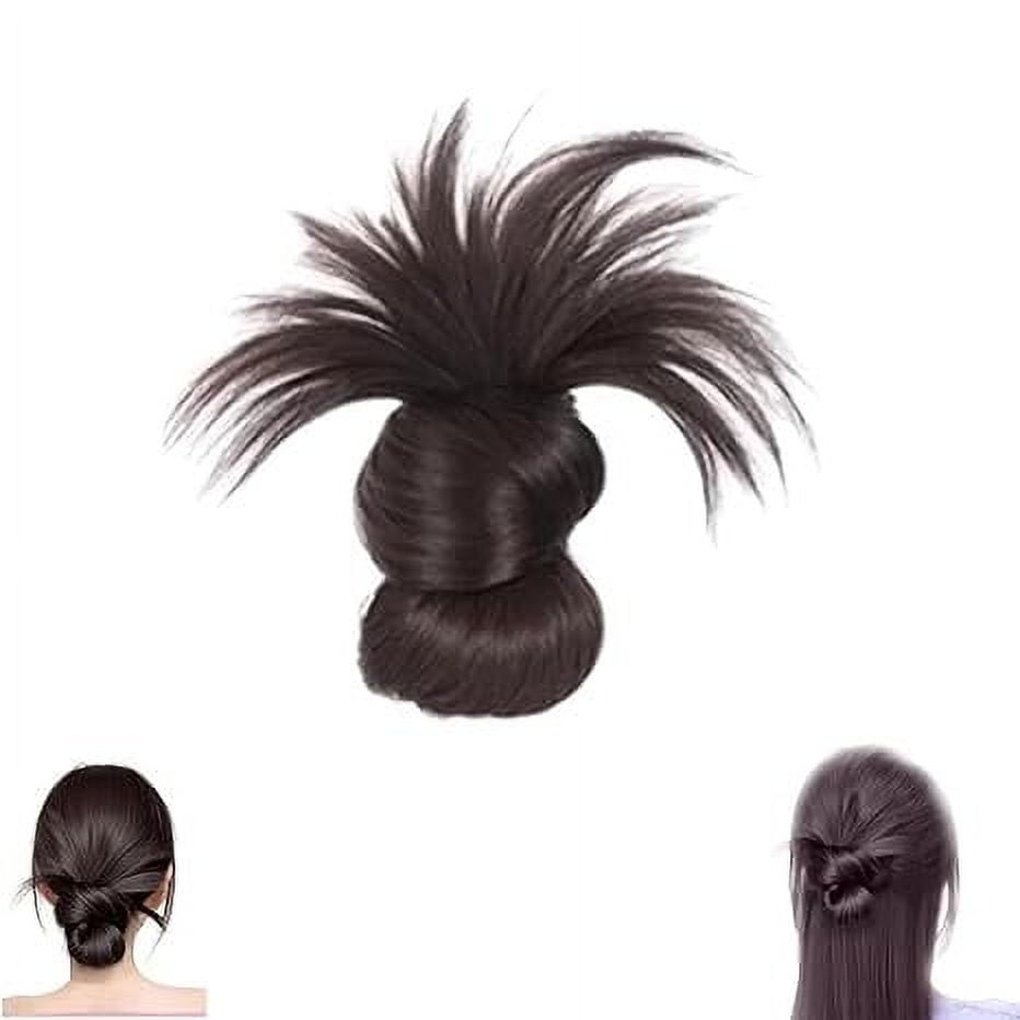 Gspmoly Clip-On Feathered Bun Wig - Messy Bun Hair Piece with Heat ...