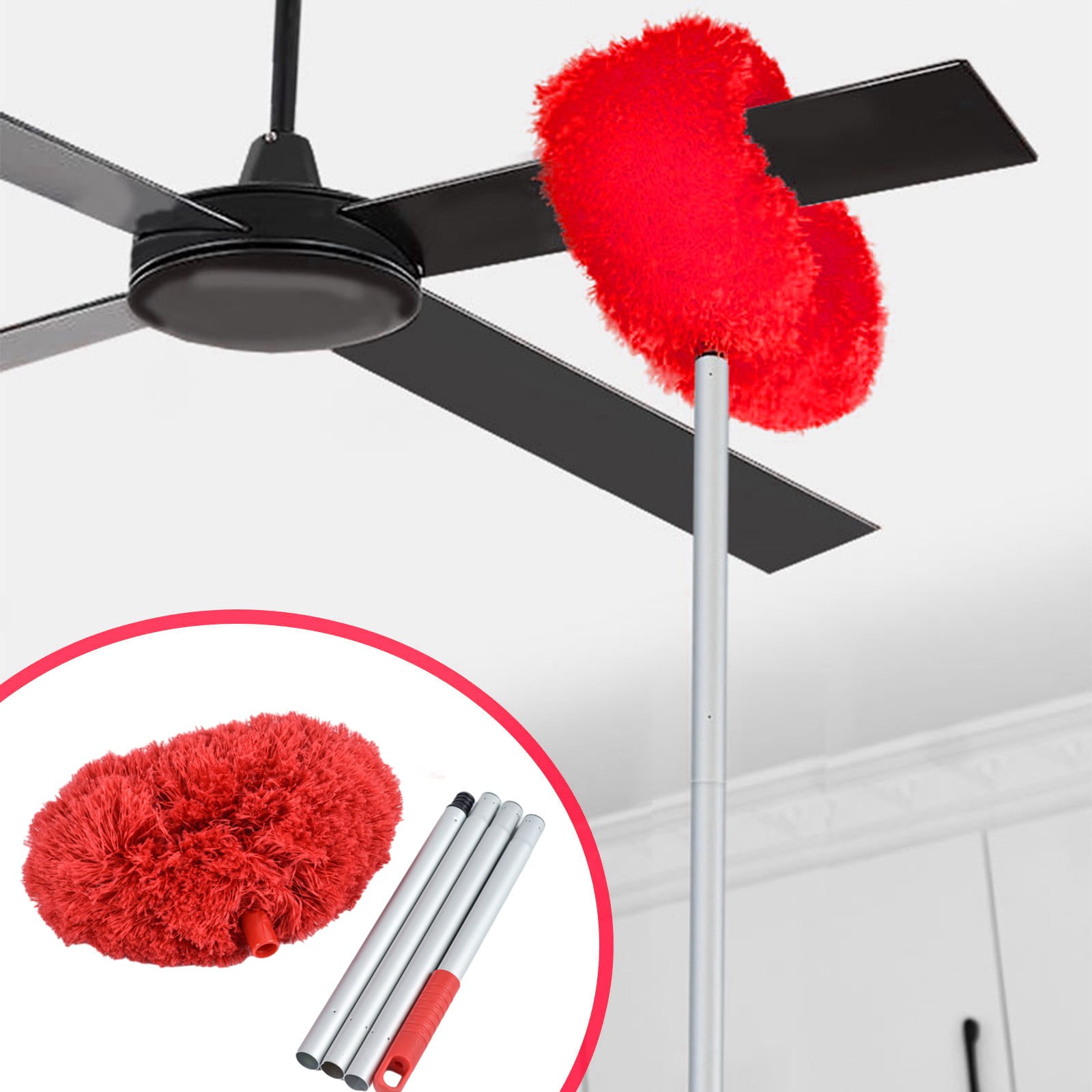 Gspmoly Extendable Ceiling Fan Duster - 55.12in Aluminum Pole with ...