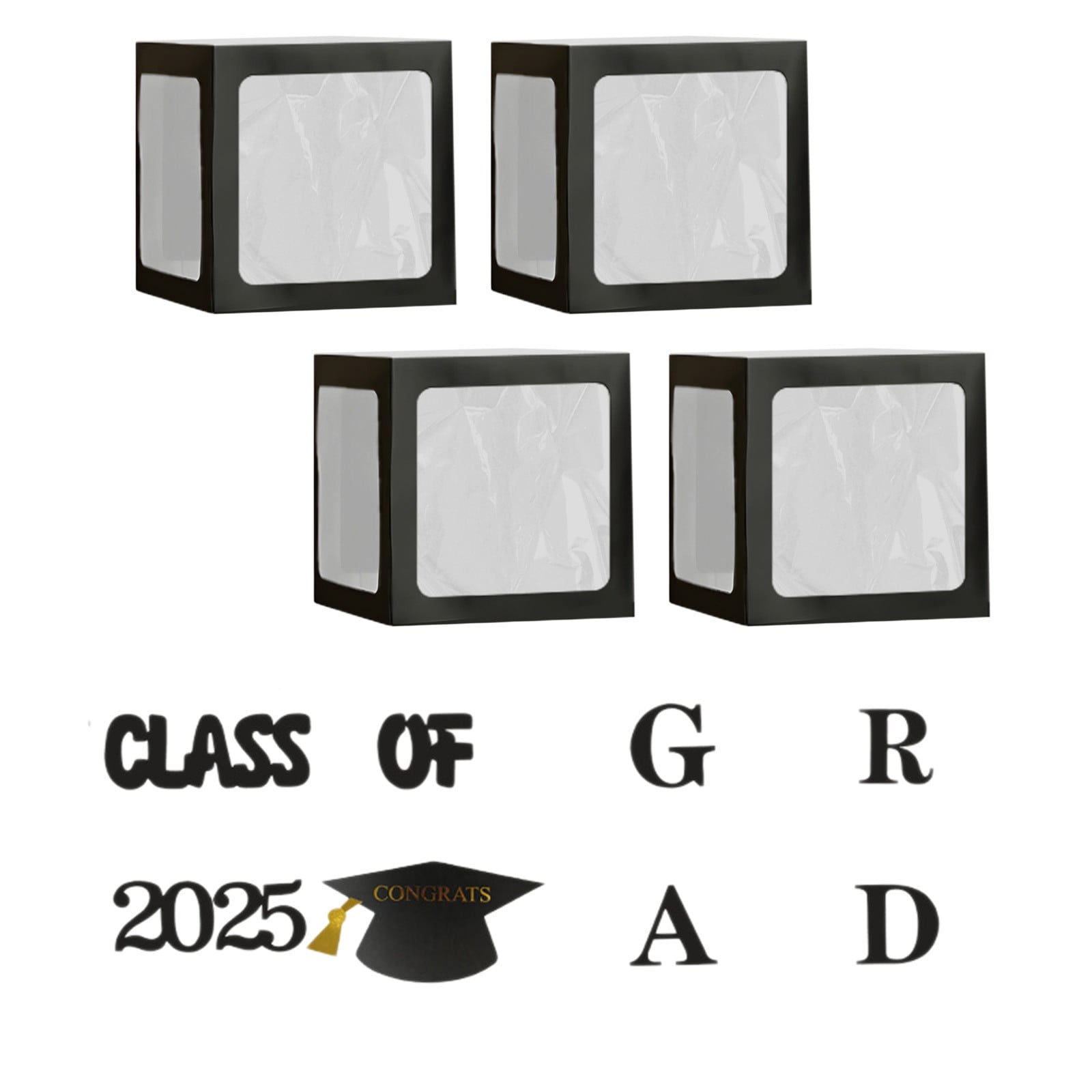 Gspmoly Graduation Gift Box (4PC) - Black PVC Decorative Display Boxes ...