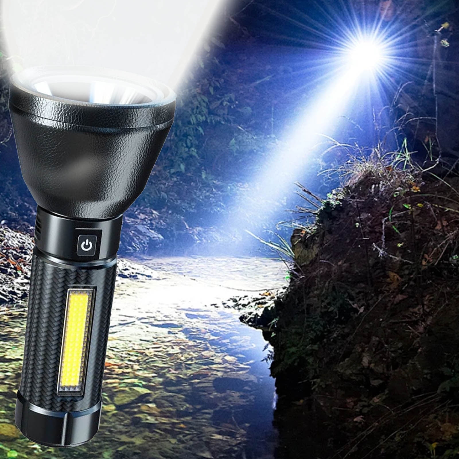 Gspmoly Rechargeable Flashlights, 5-Stop LED Flashlight with Strip Side ...