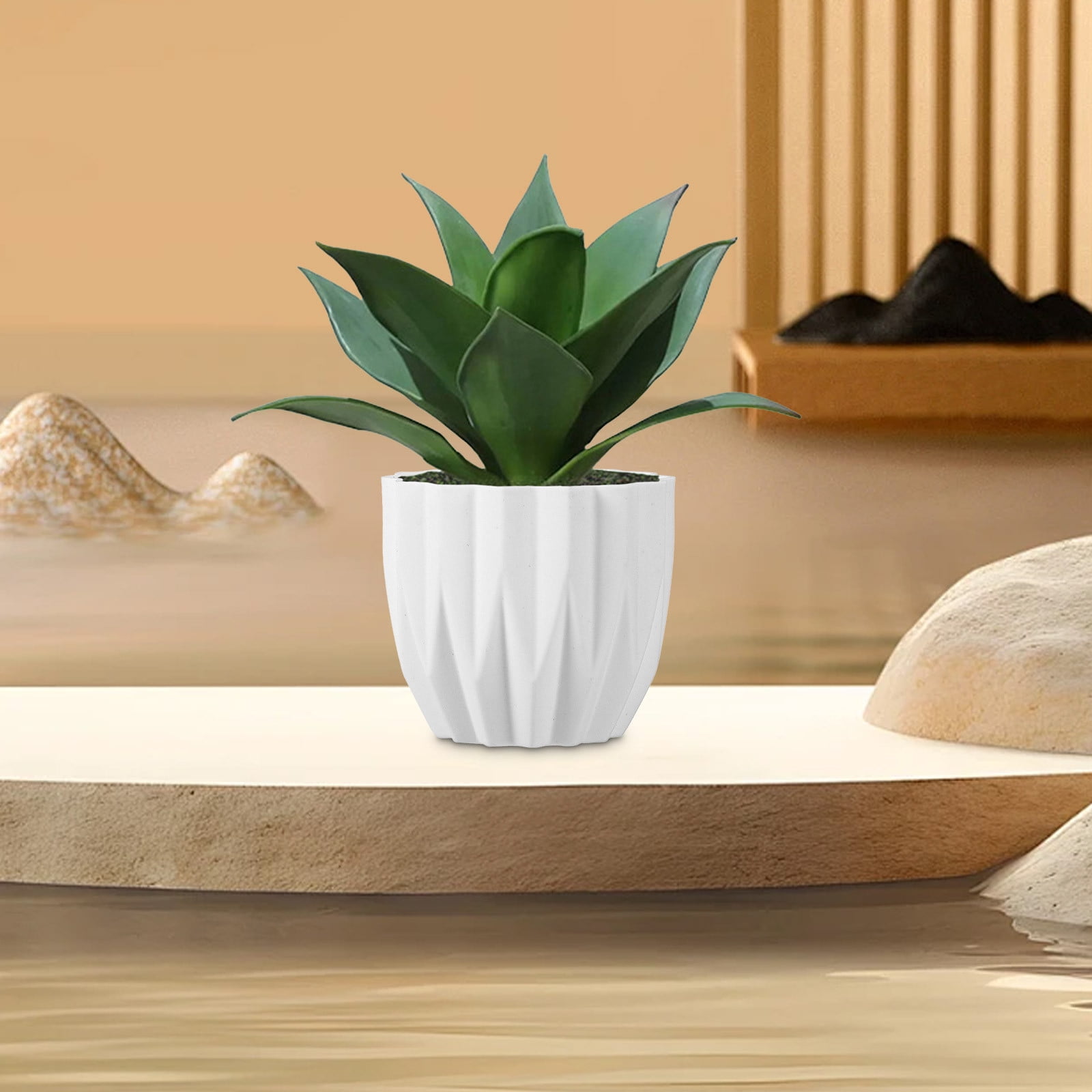 Gspmoly Round Planter Pot Vintage-Style White Flower Pots Textured ...