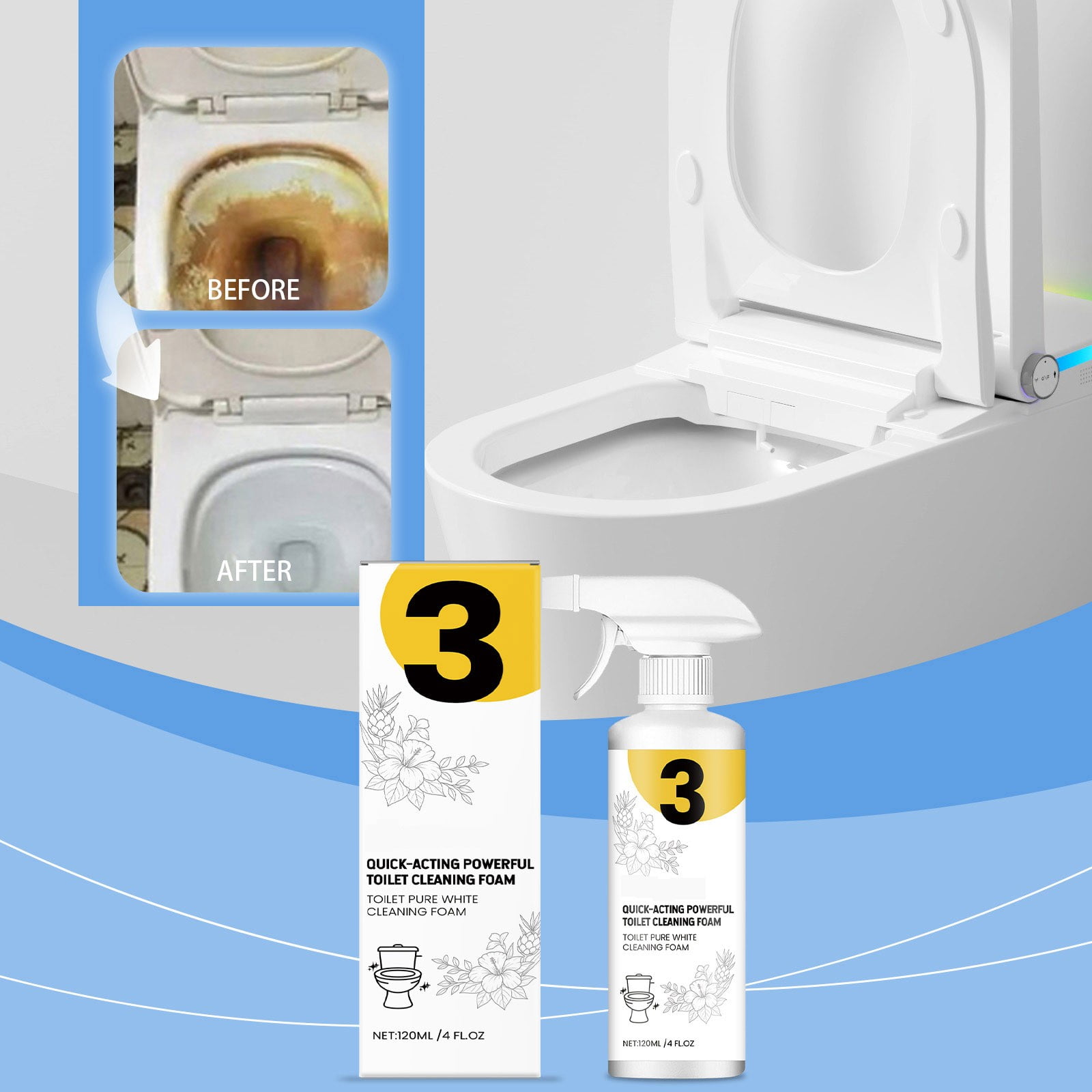 Gspmoly Toilet Cleaner 120ml Powerful Stain Remover Dissolves Stains ...