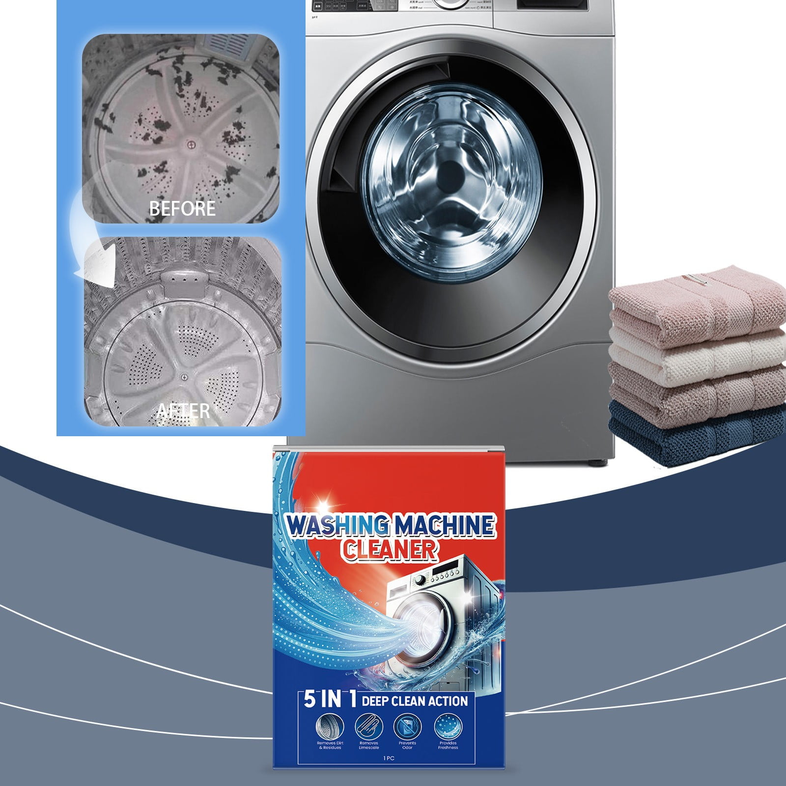 Gspmoly Washing Machine Cleaner Powder - Deep Clean & Descaling Formula ...