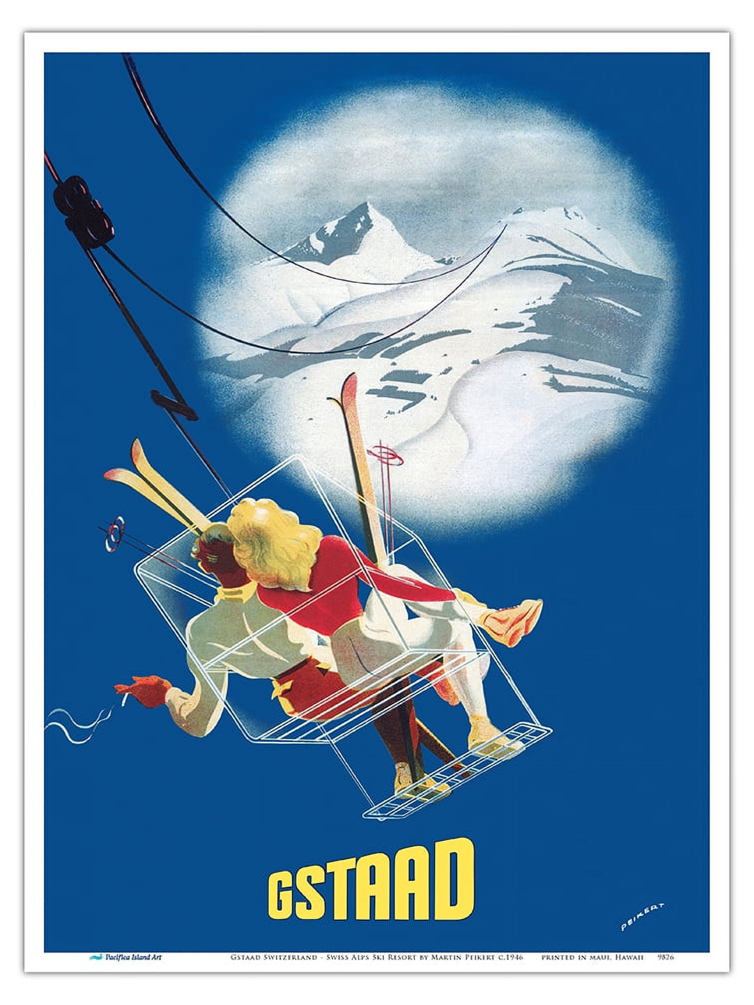 Gstaad Switzerland - Swiss Alps Ski Resort - Vintage Travel Poster by ...