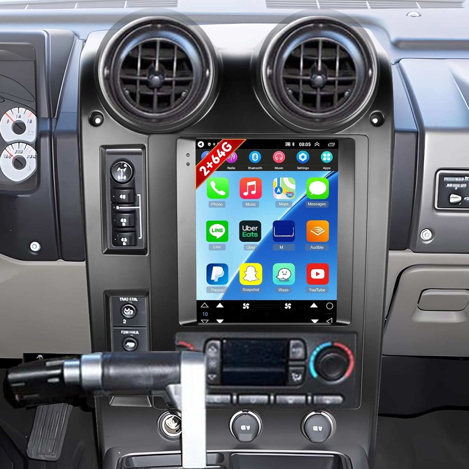 Gsuatey 2+64G Car Radio Stereo for Hummer H2 2002-2007 with Wireless ...
