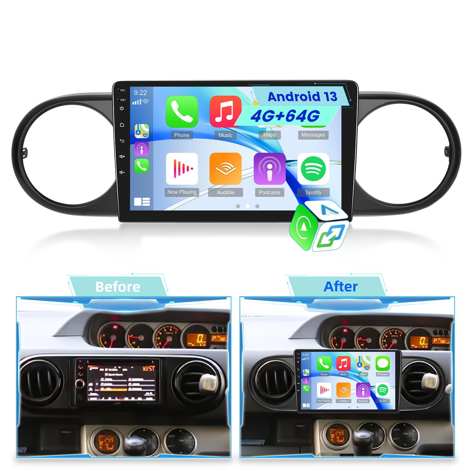 Gsuatey 4+64G 9" Android 13 Car Stereo Radio for Scion XB 2008-2015 ...