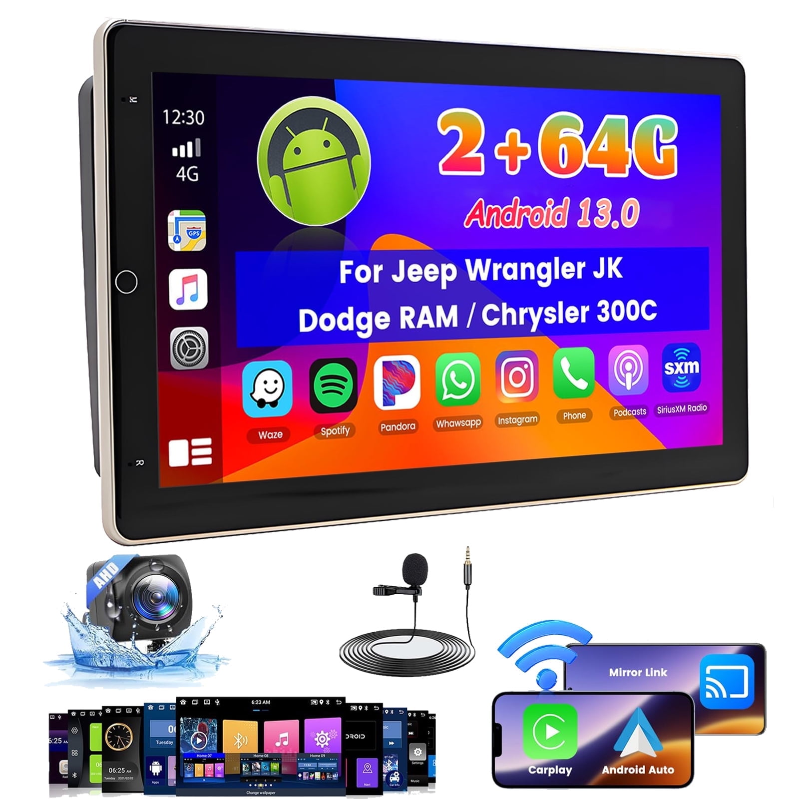 Gsuatey Android 13 Car Stereo for Jeep Wrangler JK/Dodge RAM/Chrysler ...