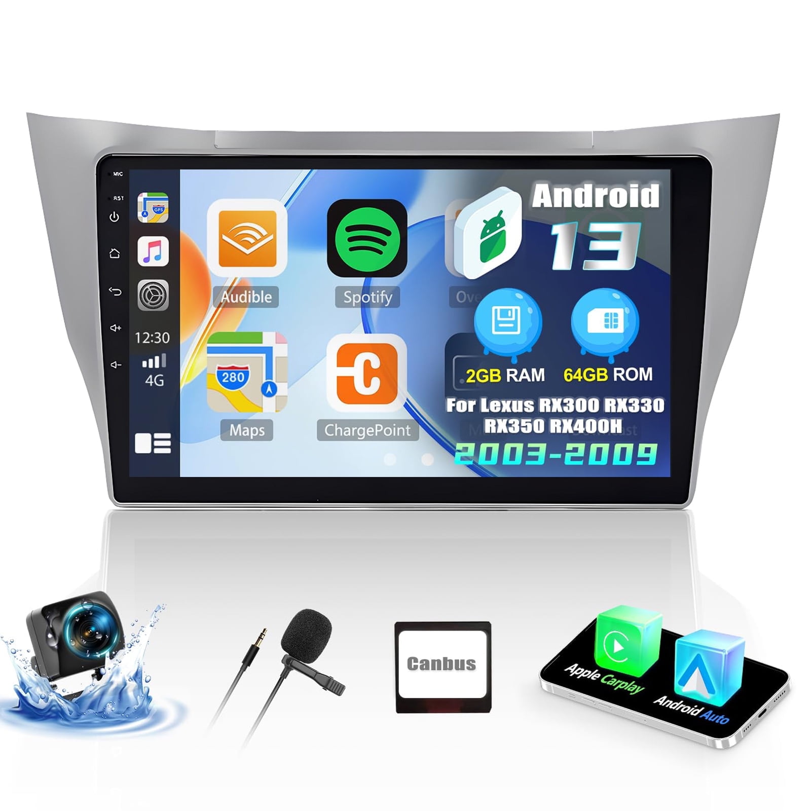 Gsuatey Android 13 Car Stereo for Lexus RX300 RX330 RX350 RX400H 2003 ...