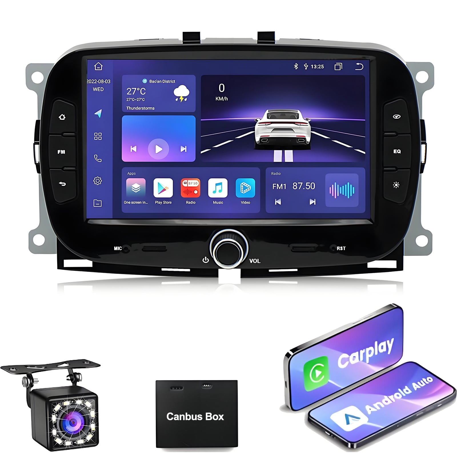 Gsuatey Car Radio Stereo Compatible with Fiat 500 2016-2019 with ...