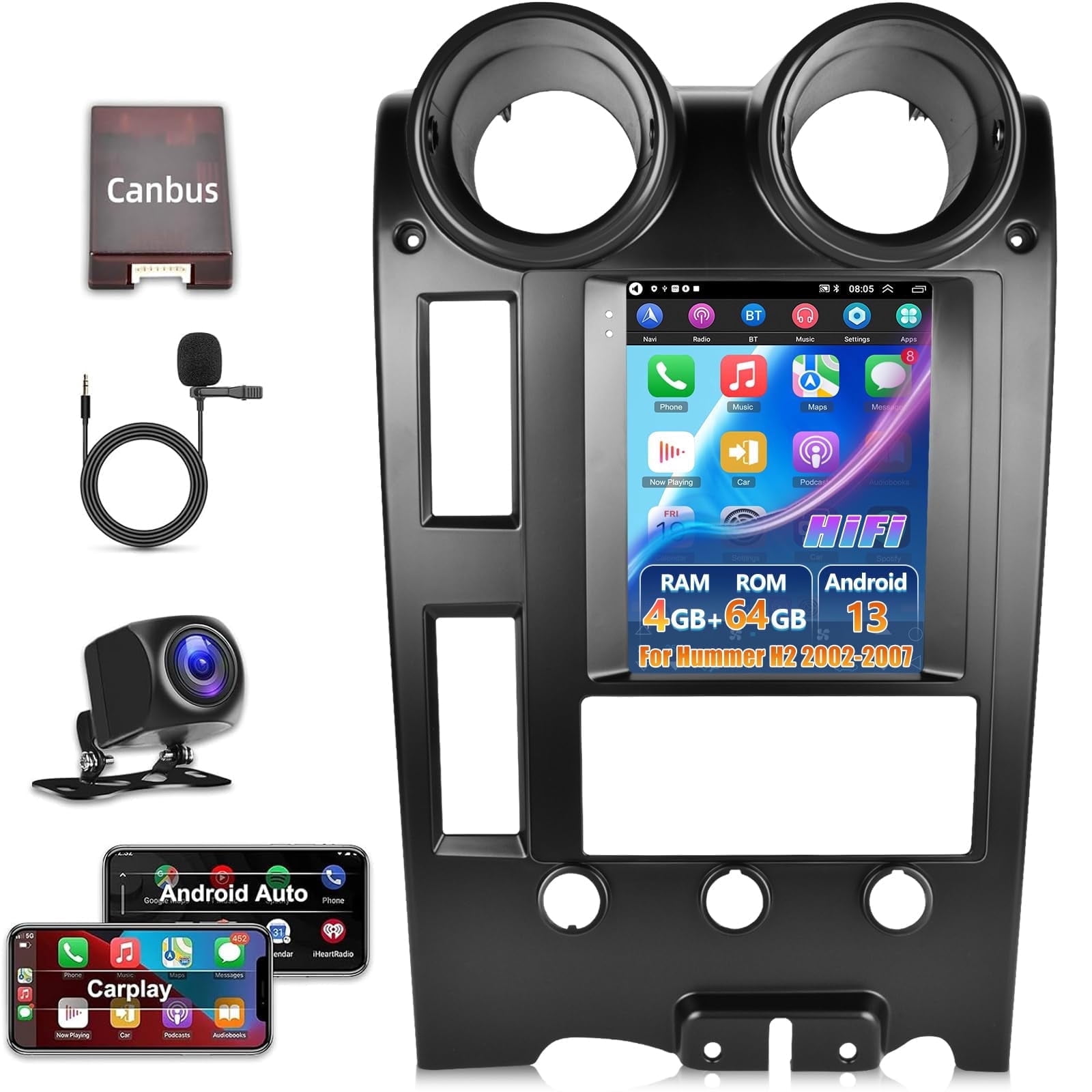 Gsuatey Car Radio Stereo for Hummer H2 2002-2007 with Carplay Android ...