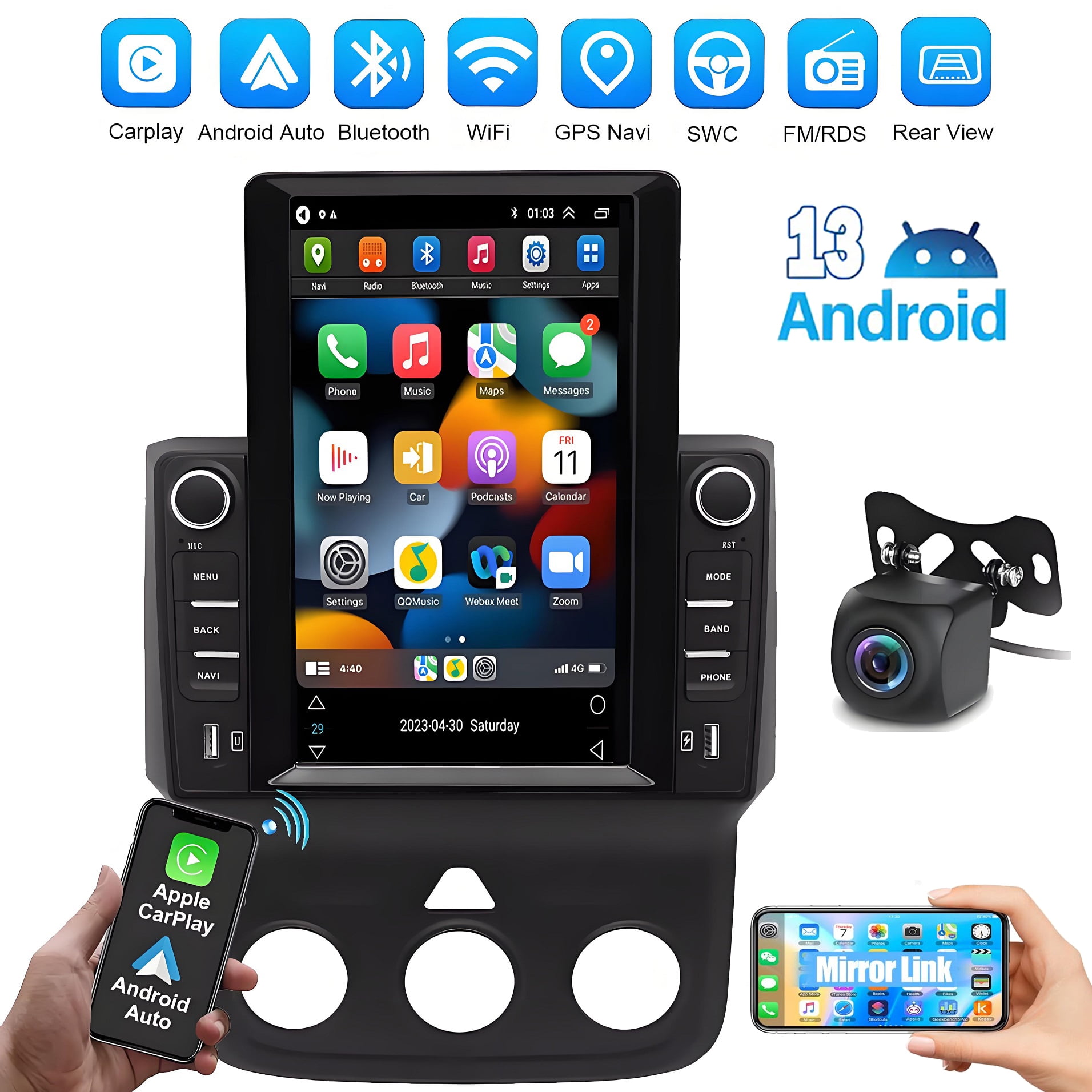 Gsuatey Car Stereo with Apple CarPlay/Android Auto for Dodge Ram 2013 ...