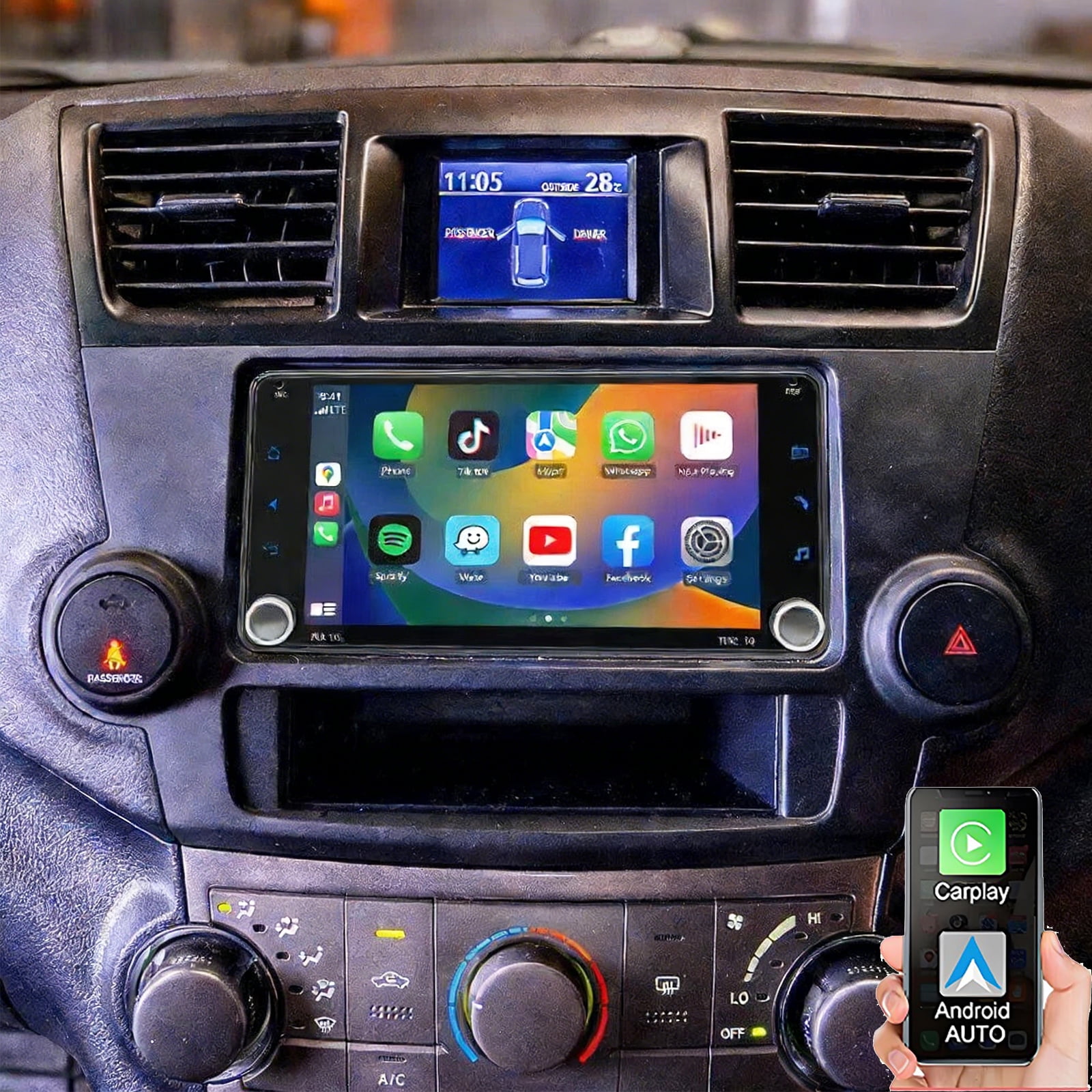 Gsuatey Car Stereo Radio for Toyota Highlander 2007-2013, 4+64G 7" IPS ...