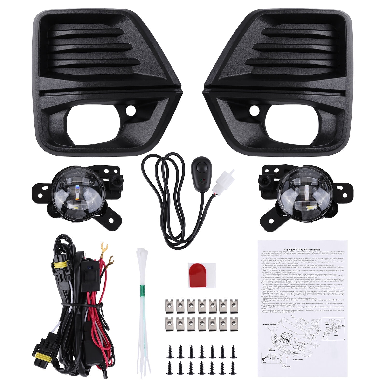 Gsuatey Front Bumper LED Fog Light +Cover+Wire Harness Kit for ...
