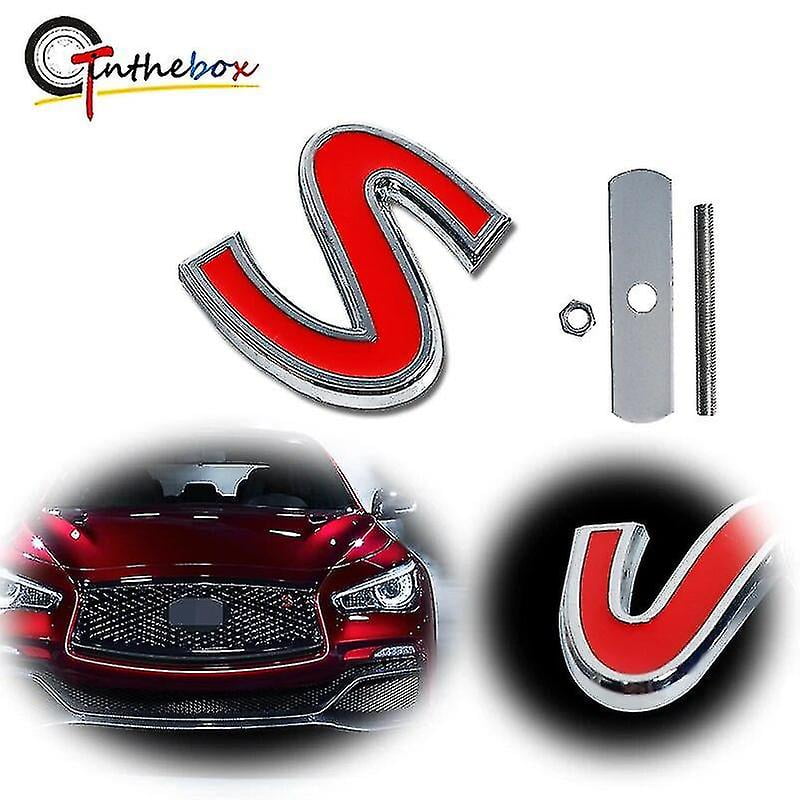Gtinthebox 1PC 3D Chrome Red S Letter Logo Car Front Grill Badge ...