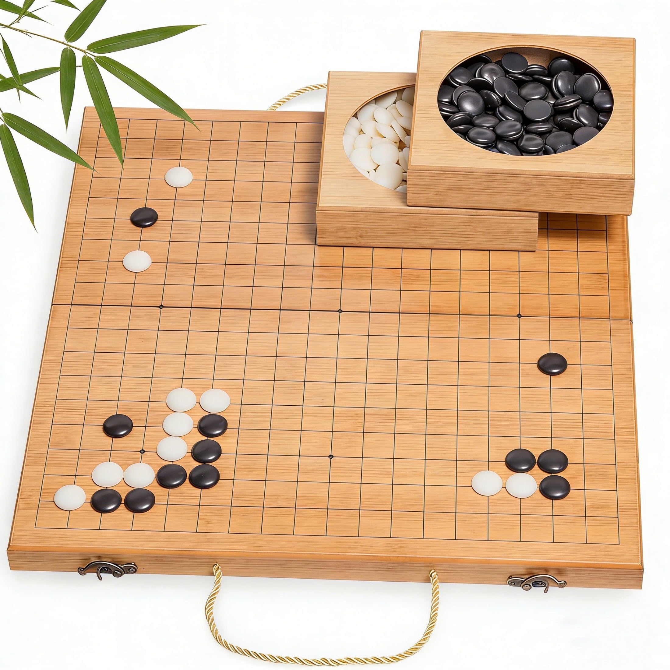 Gtouse Folding 19x19 Go Game Set Board with Bamboo Bowls and Imitation ...