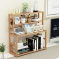 Gtouse 4 Shelf Bamboo Bookcase, Desktop Bookshelf, Plants Display ...