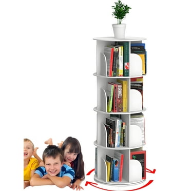 "Bimiti 5-Tier Rotating PVC Bookshelf, 20 Shelves Book Tower, Spinning ...