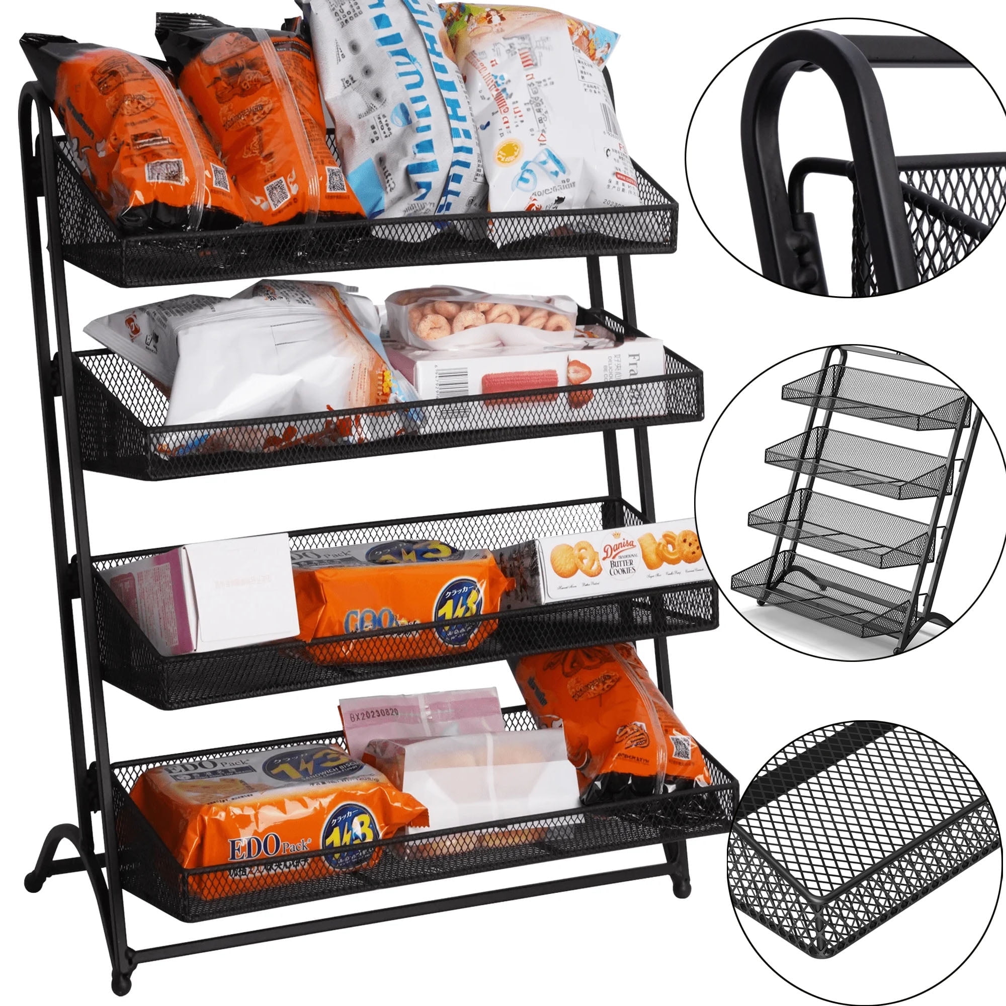Gtouse 4 Tier Large Candy Display Rack, Metal Counter Snack Organizer ...
