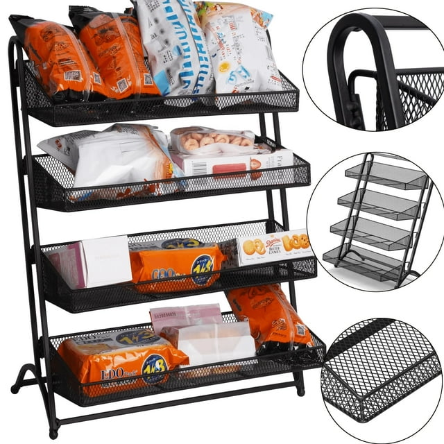 Gtouse 4 Tier Large Candy Display Rack, Metal Counter Snack Organizer ...