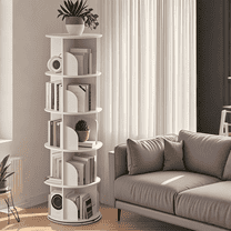 Free Shipping! Qunbio 5 Tier Rotating Bookshelf, 360 Degrees Revolving ...
