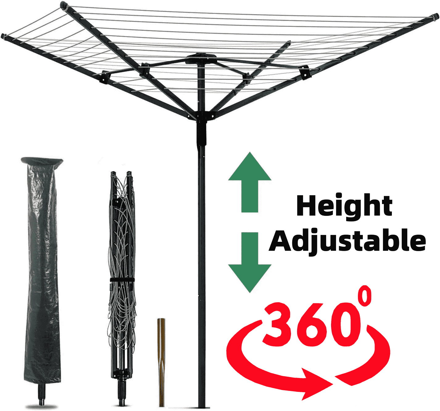 Gtouse Umbrella Drying Rack Outdoor, Adjustable Height, 165 ft ...