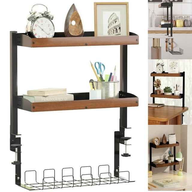 Gtouse Clamp on Desk Shelf, 3-Tier Desktop Shelving Unit Organizer with ...