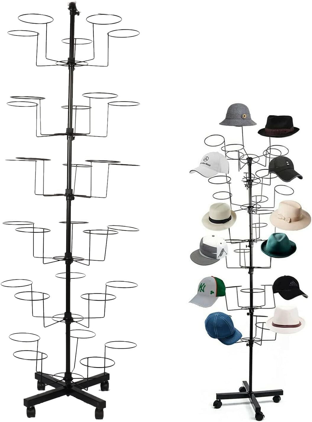 Gtouse Hat Rack, 6-Tier Rotating Hat Cap Display Stand, Floor Rotating ...