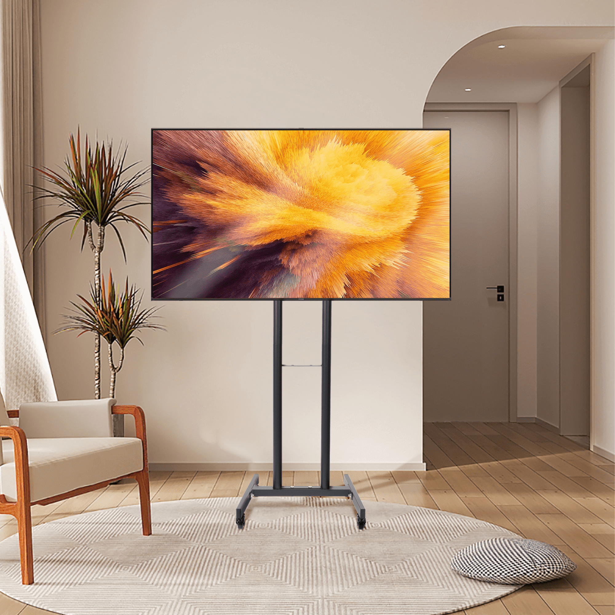 Gtouse Mobile Rolling TV Stand Cart for 32-55", Height Adjustable Floor ...