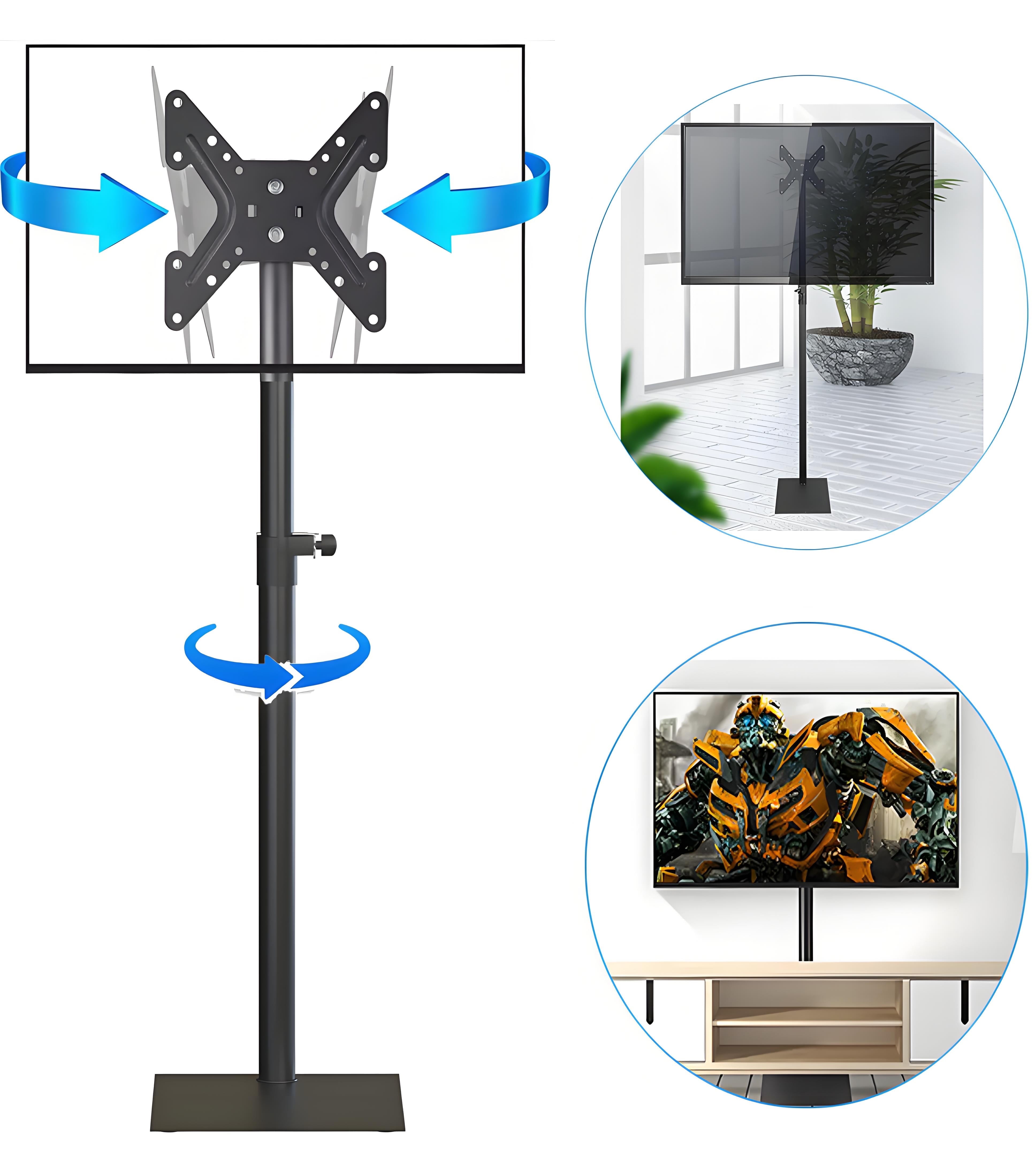 Gtouse Floor TV Stand, Height Adjustable TV Mount Swivel, TV Floor ...