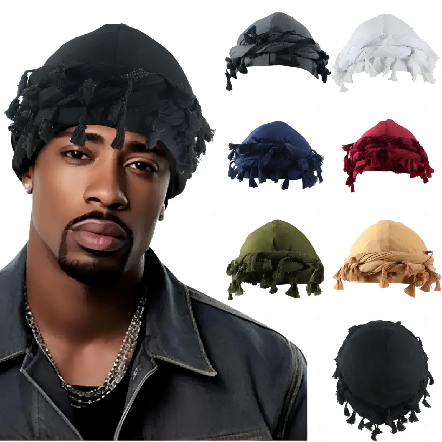 Gturytr Turban for Men Vintage Twist Head Wraps Durag Satin Lined Halo ...