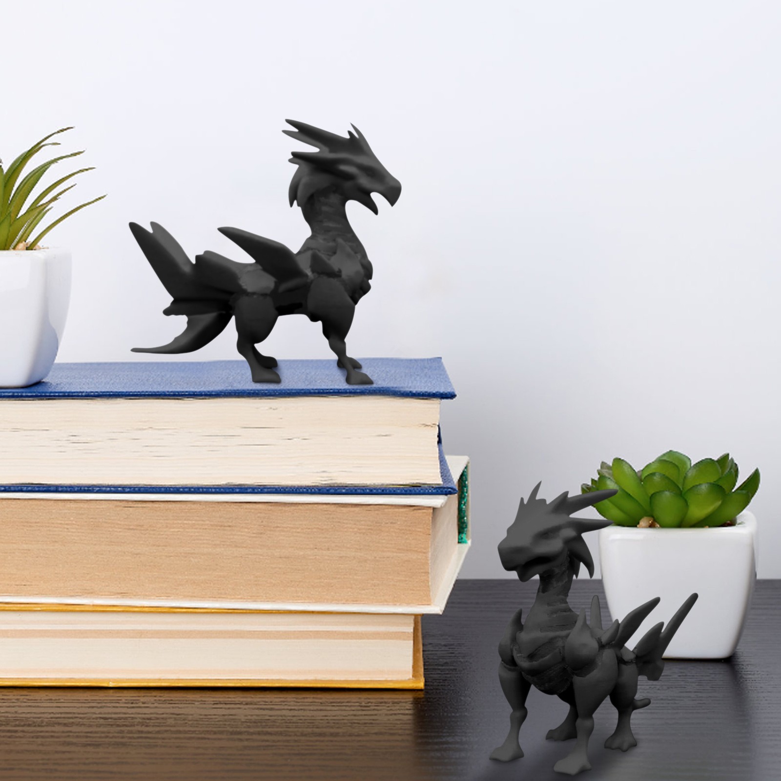 GuFamilya 3D Printed Movable Joint Evil Dragon Model Toy Black ...